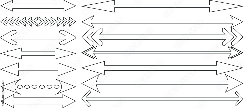 double head arrow line art in various styles for infographics ...