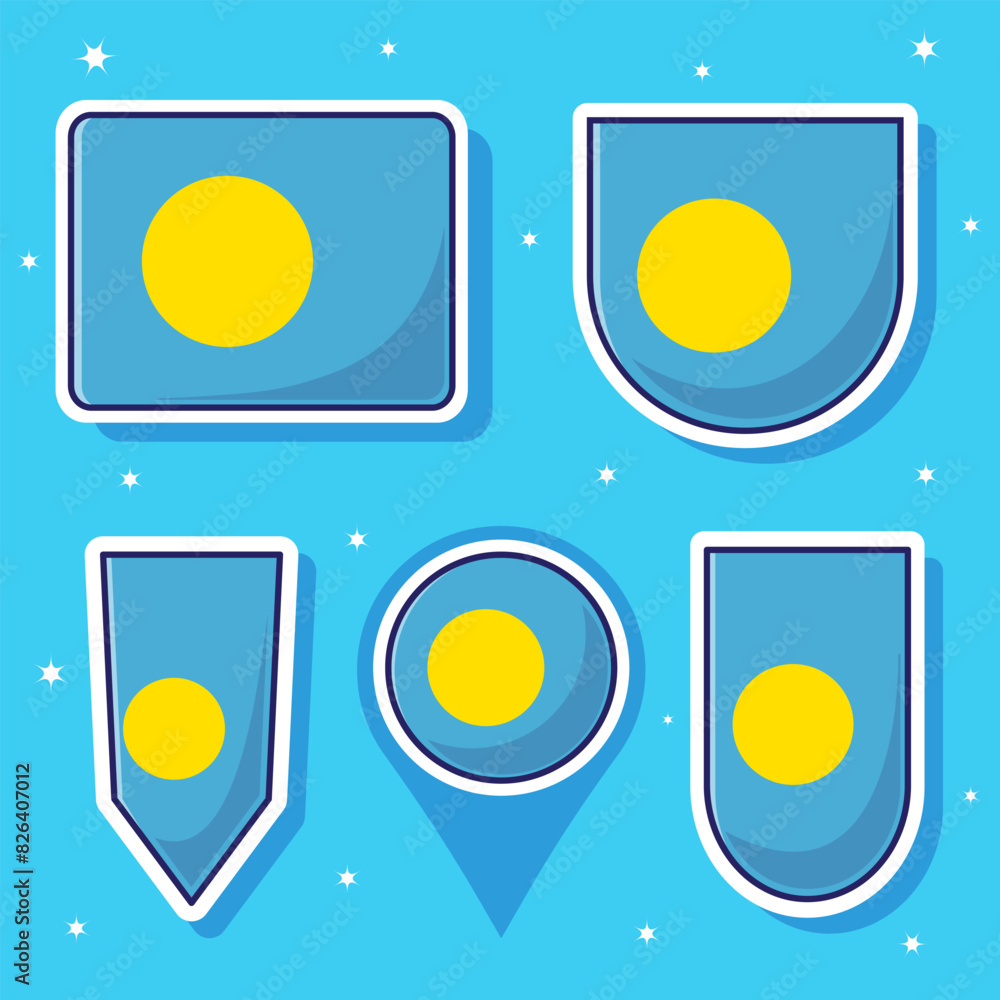 Official country signs of Palau, countries flag banners. international ...