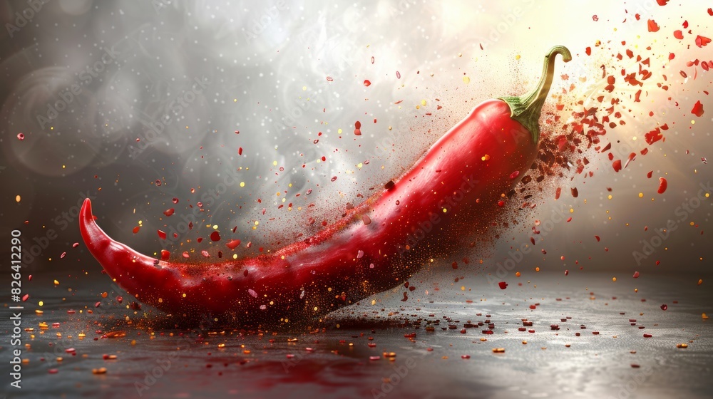 Splash explosion of red chili peppers on transparent background Stock ...