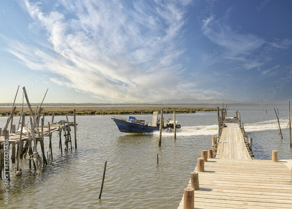 Boats and Wooden Piers at Puerto Palaf?tico de Carrasqueira Stock Photo ...