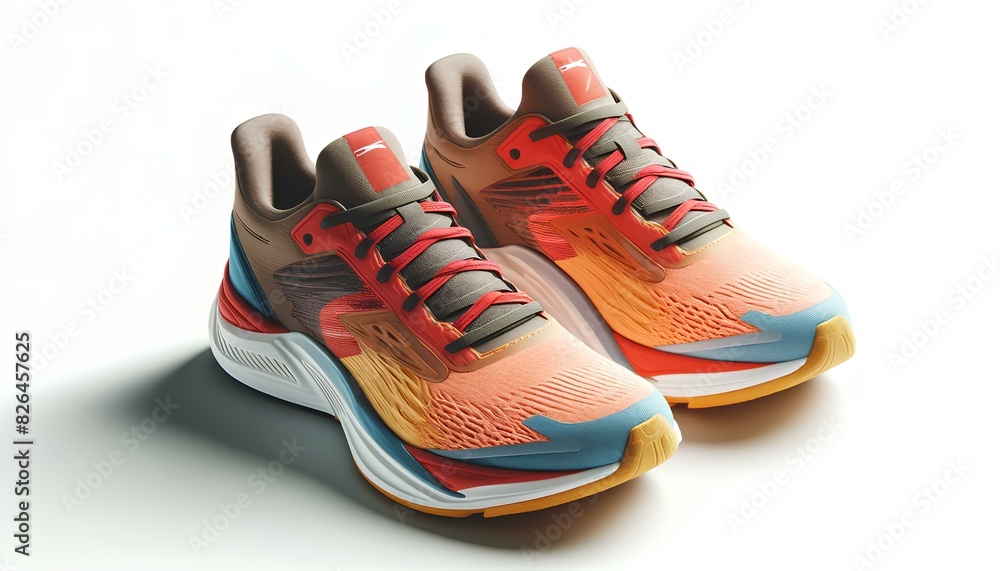 Realistic color running shoes, white background Stock Illustration ...