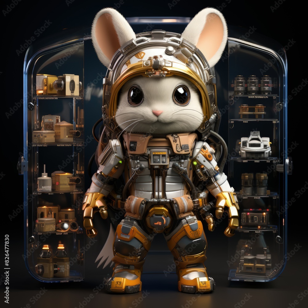 cute adorable Rabbit chibi Exosuit + : display case of knolling item ...