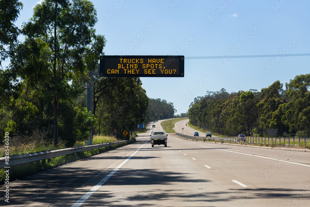 Overhead digital sign reading trucks have blind spots can they see you ...