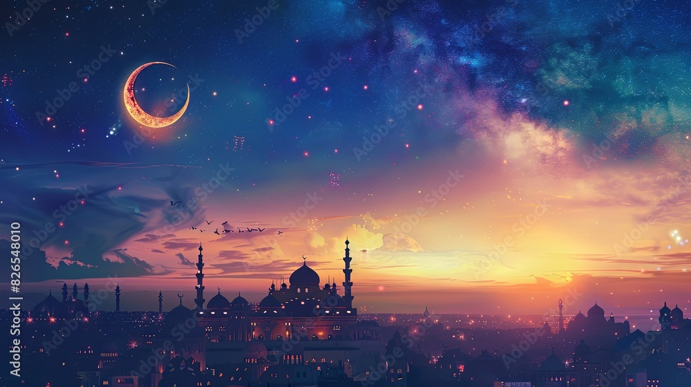 islamic background with moon Stock Illustration | Adobe Stock