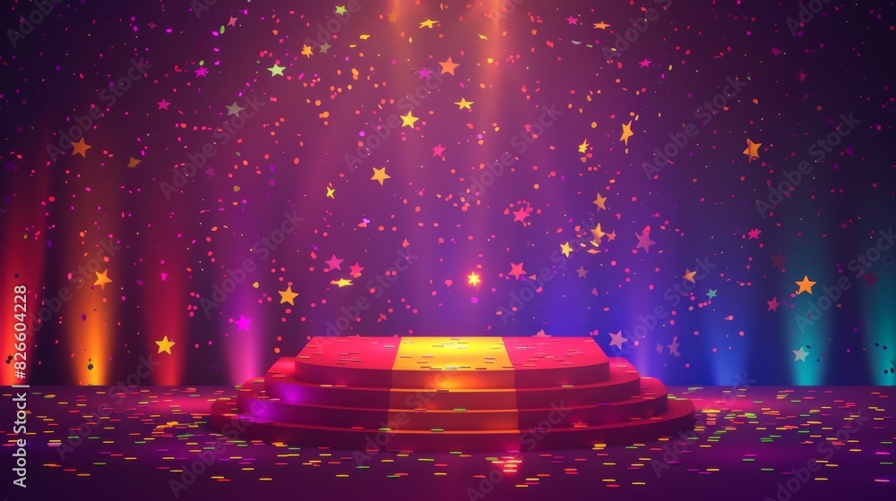 Stock-Illustration „Event stage concept. Stage platform with Spanish ...