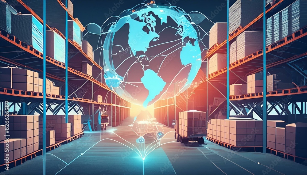 Concept logistics industry online shopping digital; industrial ...