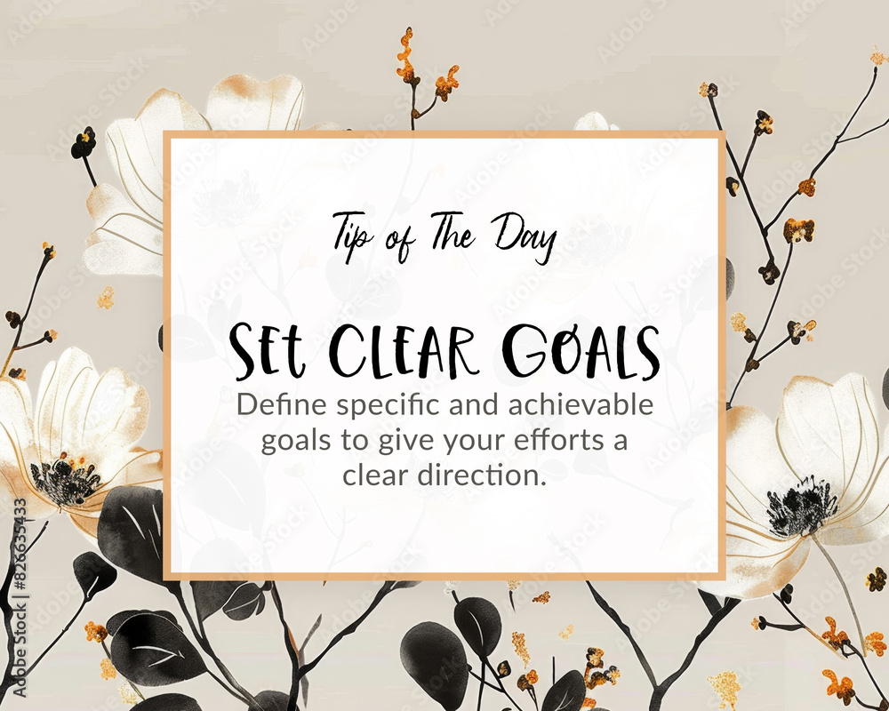 Set Clear Goals Inspirational Tip of the Day Card - Define Specific and ...