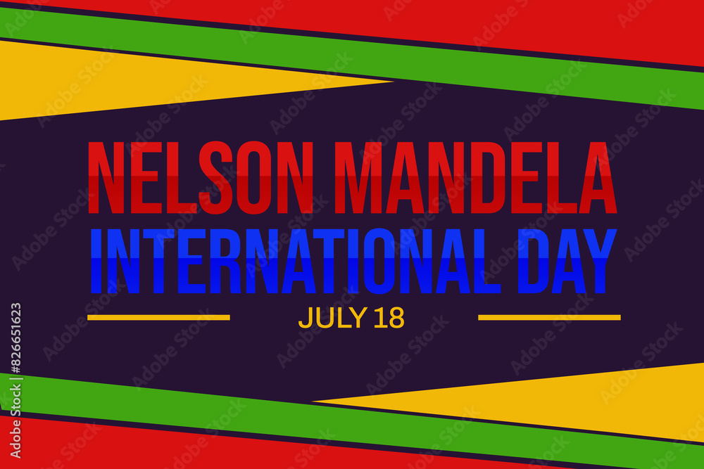 Nelson Mandela international day background with colorful fist and ...