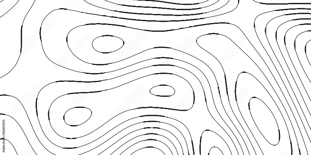 Black and white abstract topographic contours map background ...
