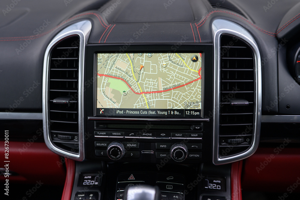 Car GPS Navigation System Display: High-Resolution Interface with Maps and Directions in Modern ...