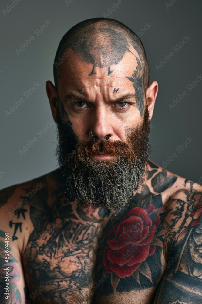 headshot mugshot of a male gang member looking at the camera with his ...