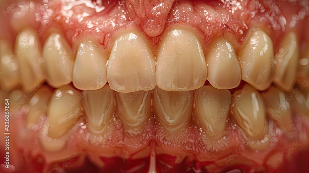 Close-up view of human teeth and gums, showcasing dental health ...
