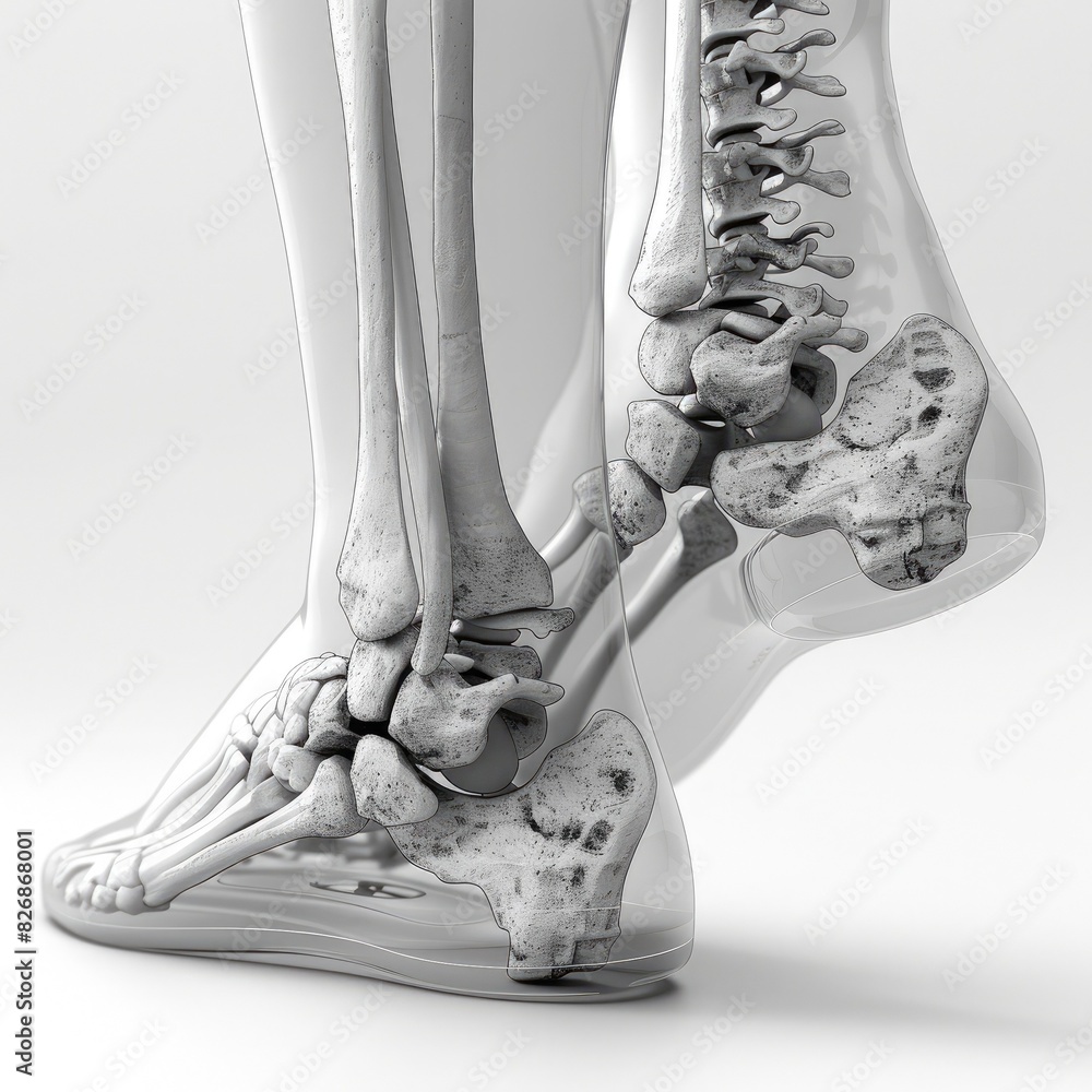 Detailed 3D illustration of human foot bones and skeletal structure ...