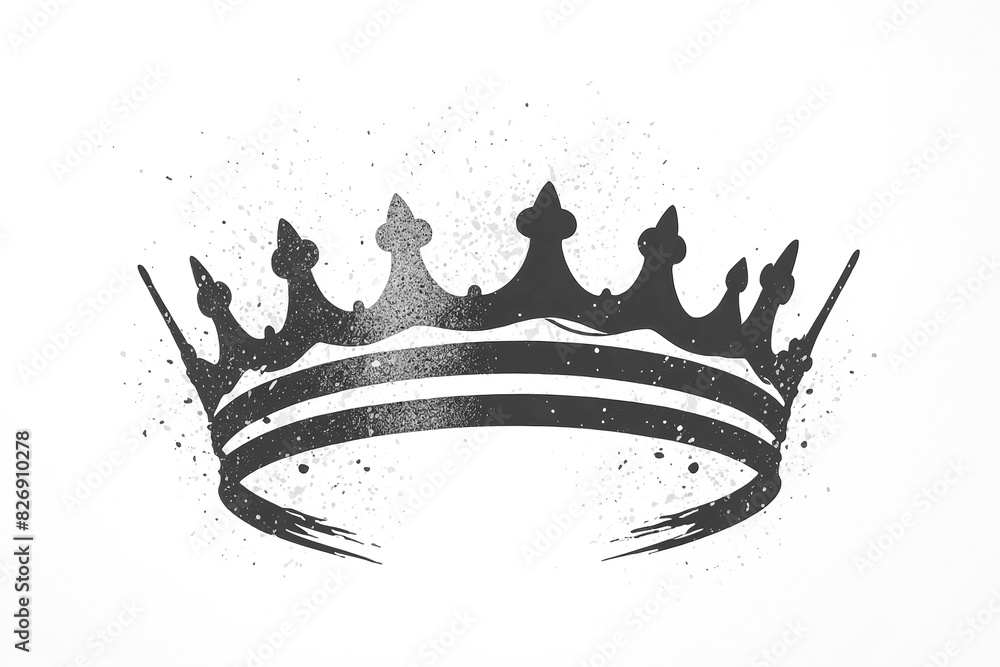 Grunge style crown icon with a white background. This crown is ideal ...