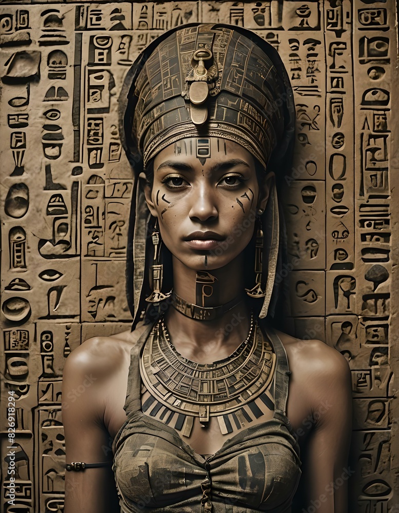 very beautiful stylized woman from ancient Egypt, top model from ...