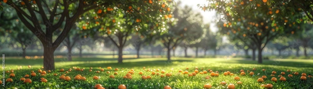 Fruit tree orchard in community garden flat design, collaborative ...