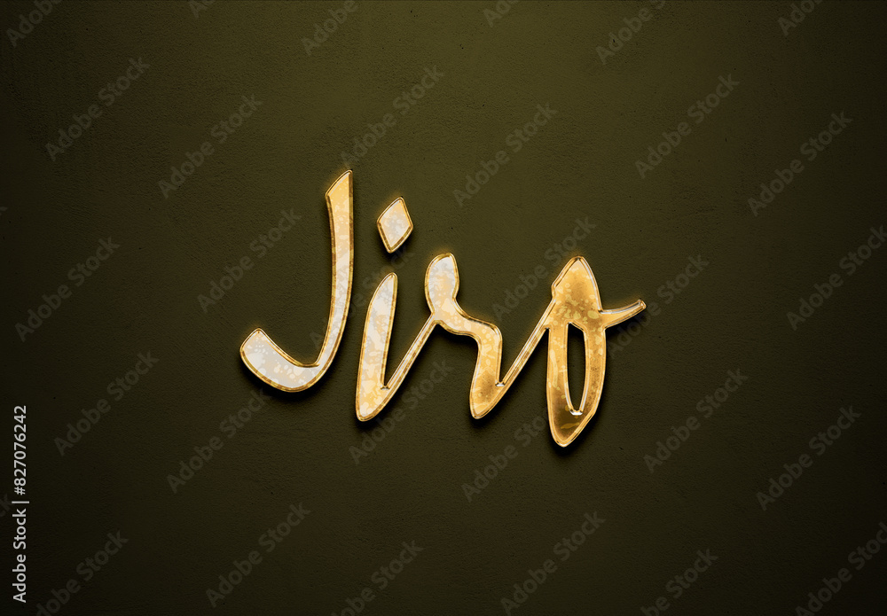 Old gold text effect of Japanese name Jiro with 3D glossy style Mockup ...