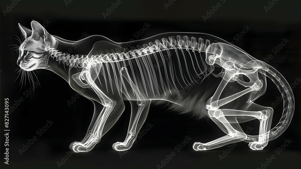 X-ray, radiograph of a cat body Stock Illustration | Adobe Stock