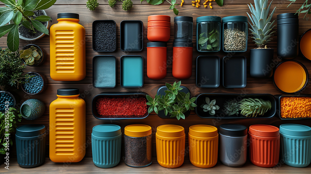 Create a variety of consumer products made from bioplastics. It shows ...
