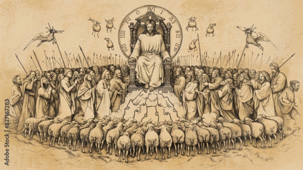Last Judgment, Christ on Throne, Nations Gathered, Separating Sheep ...