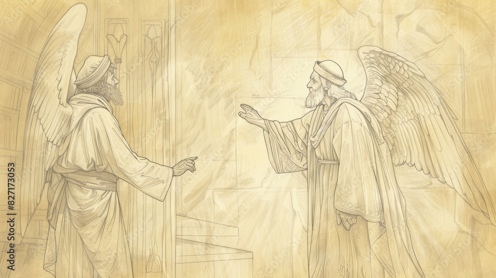 Biblical Illustration of Angel Appearing to Gideon, Calling Mighty ...