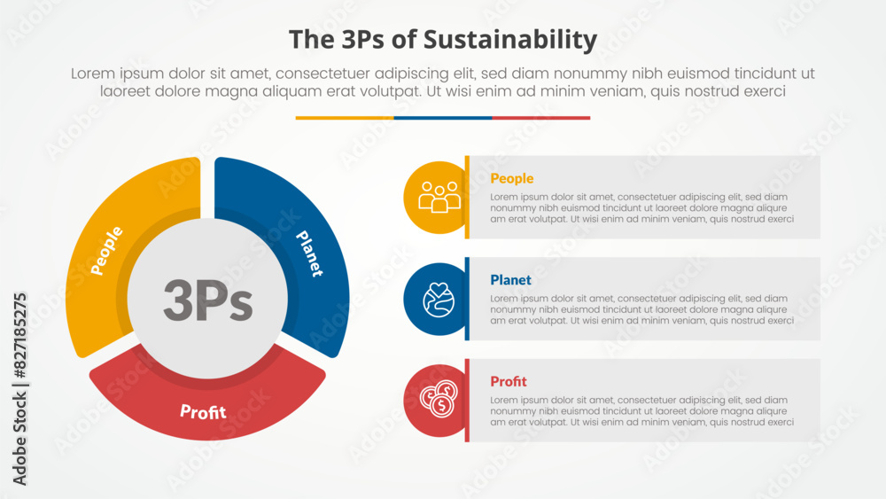 3P or 3Ps sustainability framework infographic concept for slide ...