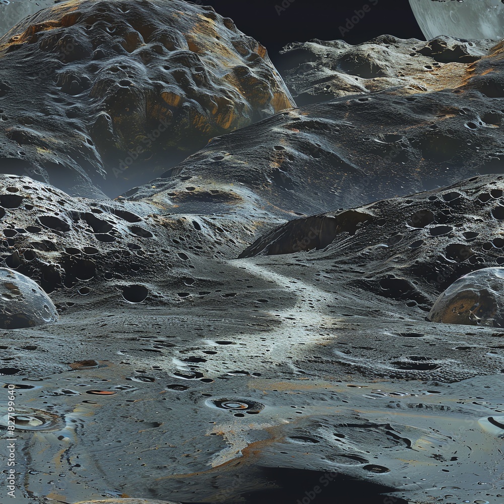 Virtual tour perspective of a mysterious lunar landscape, providing a ...