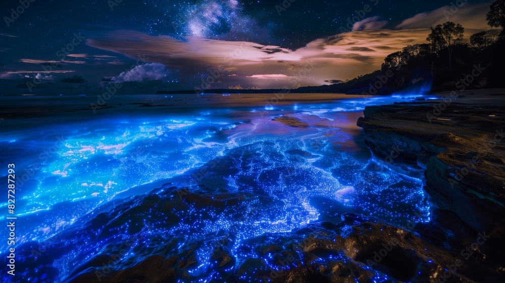 Bioluminescent plankton light up the sea, creating a magical, ethereal ...