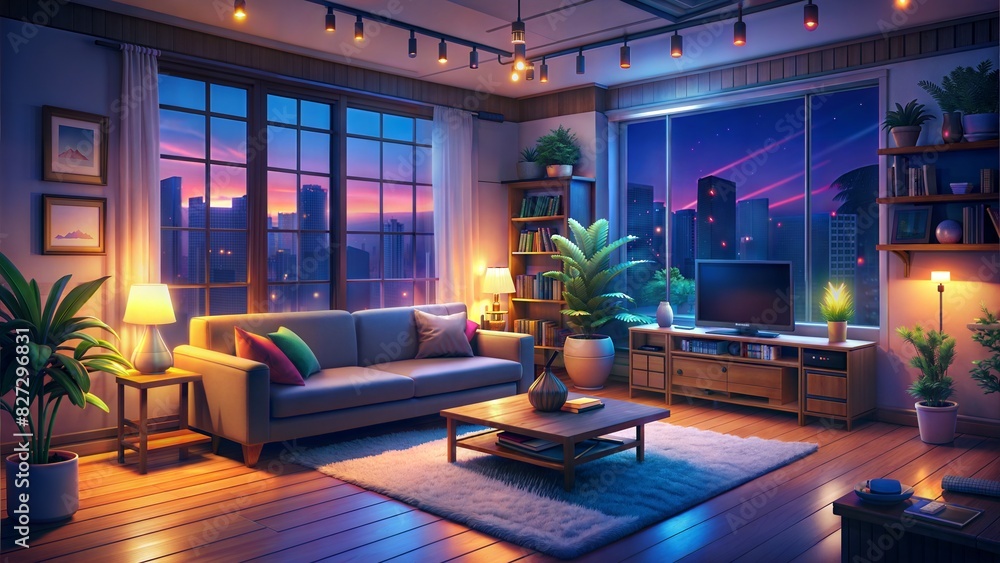 animated virtual backgrounds, stream overlay loop, cozy lo-fi living ...