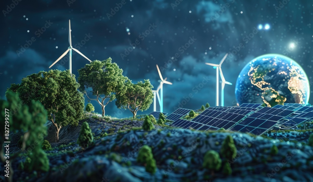 Miniature models of earth and eco-friendly photography of a green ...