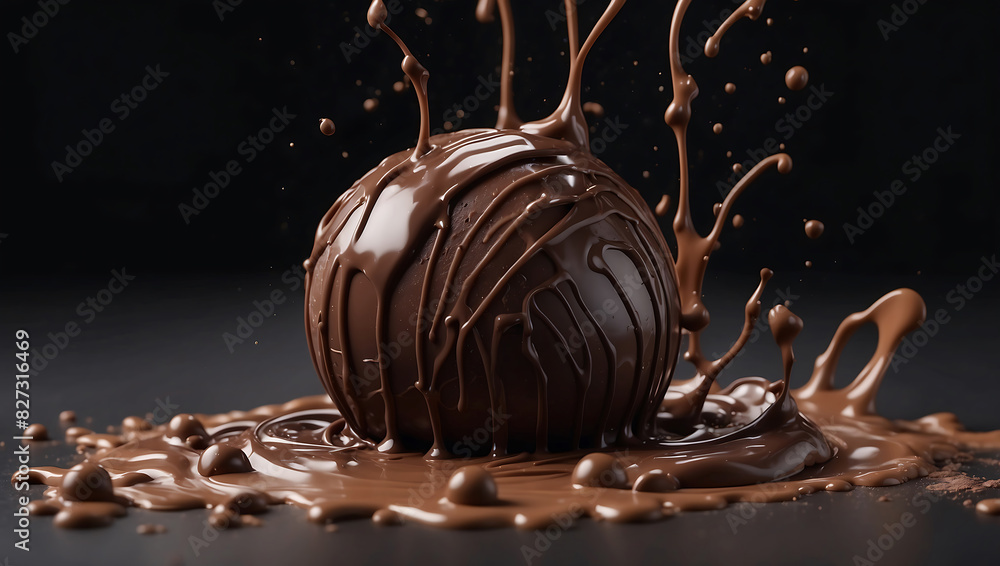 World chocolate day, A decadent chocolate truffle splashes into a pool ...