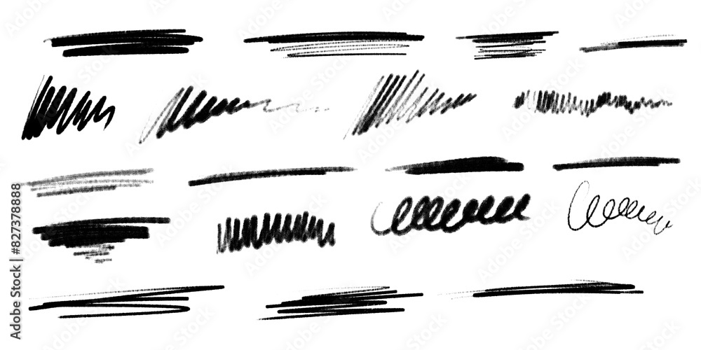 Marker lines isolated on transparent background. Set of different ...