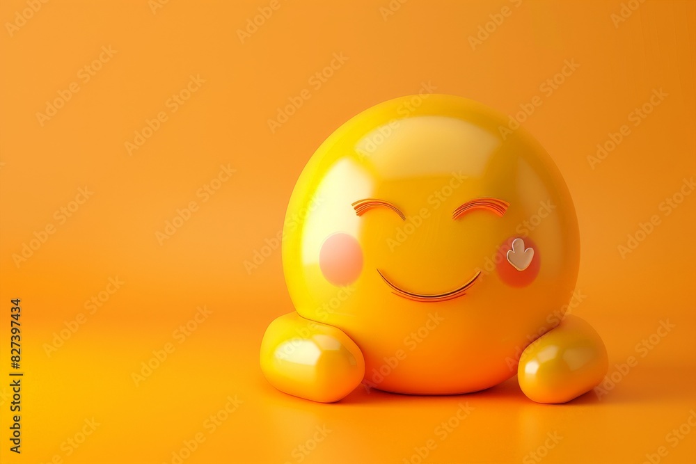 Smiling emoji - happy emoticon on yellow background. Beautiful simple ...