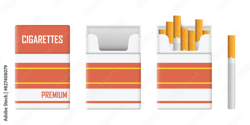Packet of cigarettes icon in flat style. Smoking vector illustration on ...