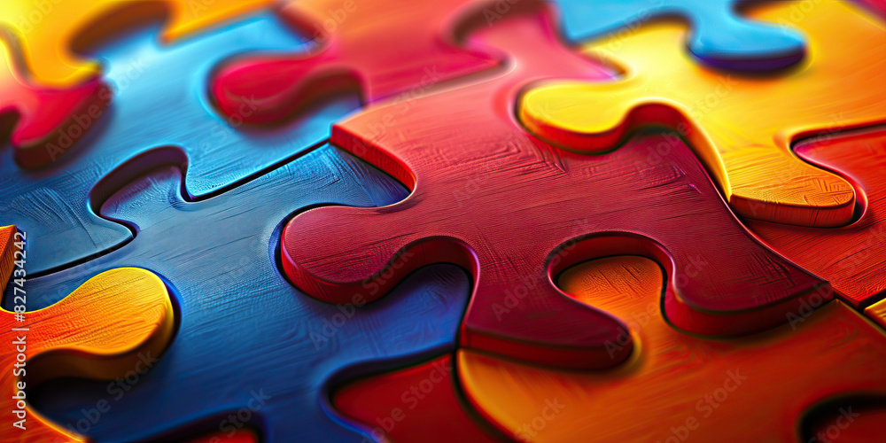 Puzzle Play: Interlocking puzzle piece shapes in bold colors ...