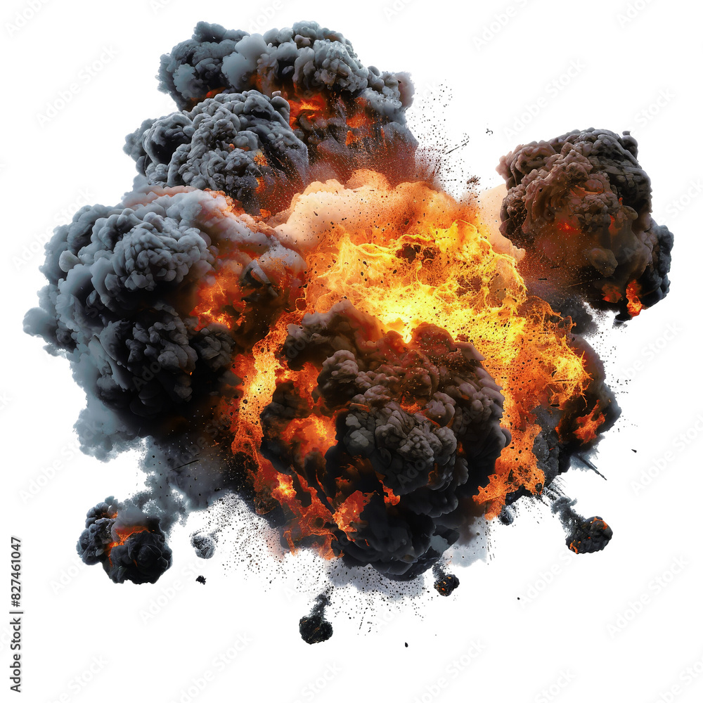 Spectacular explosion with fiery flames and smoke, perfect for ...
