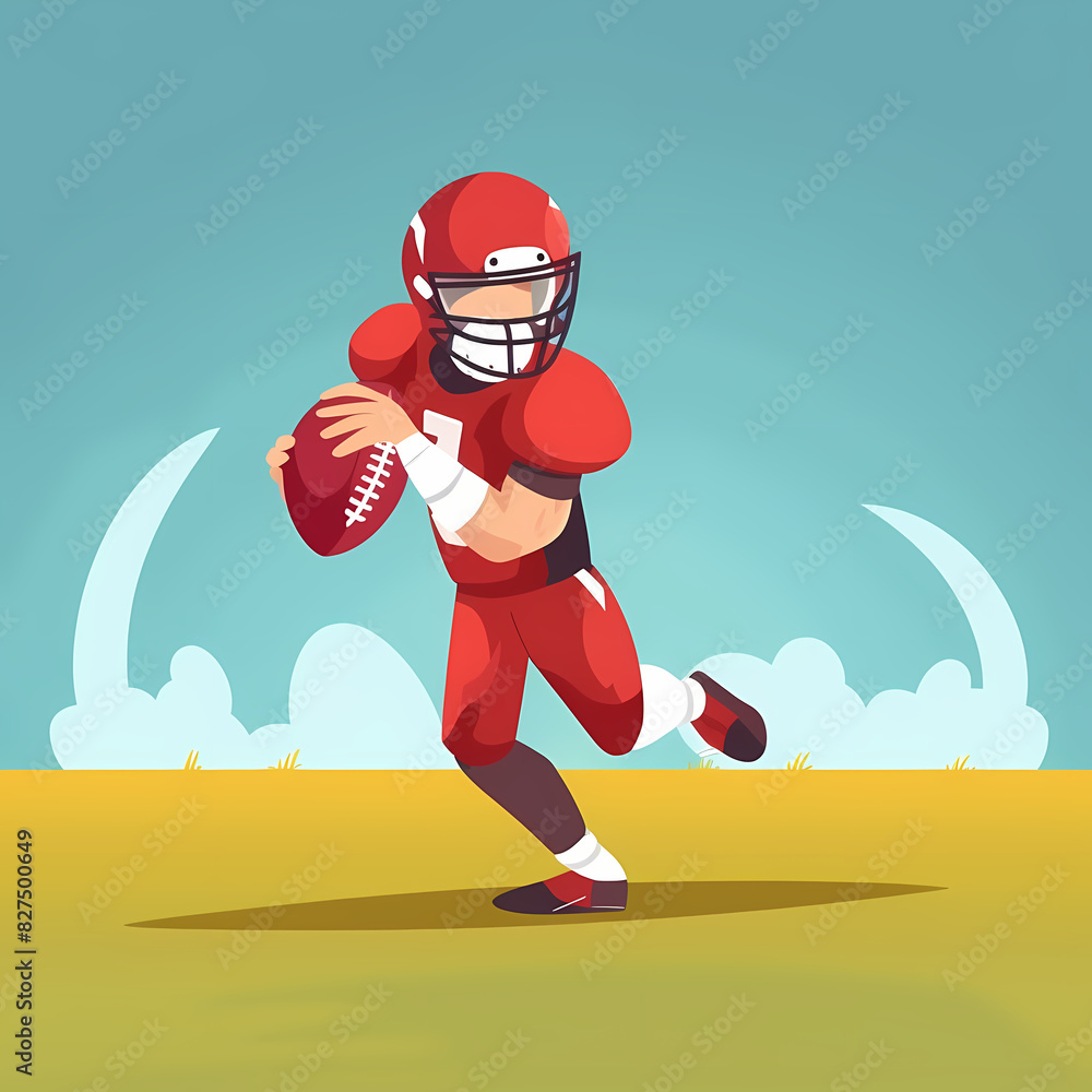 American Football Player with Ball in field,Cartoon quarterback picture ...