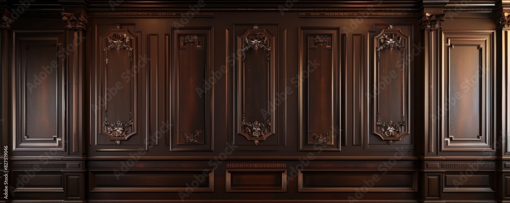 Dark brown wood paneling wall background vector presentation design ...