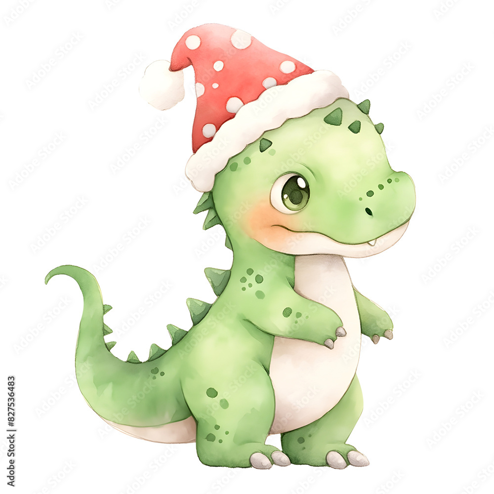 Cute Baby Dinosaur Christmas Illustration, Nursery Watercolor Clipart ...