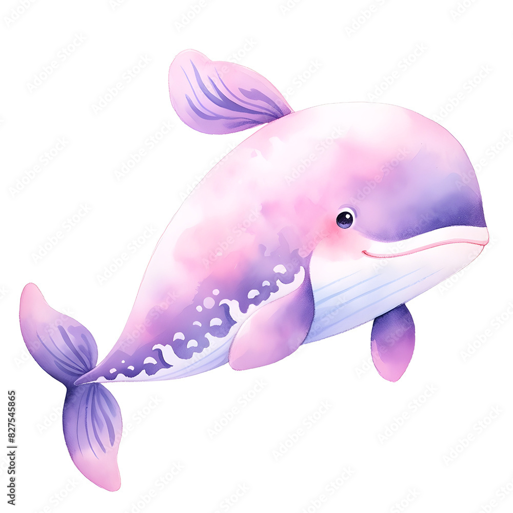 Pastel Sea Animal Watercolor Clipart, Cute Whale Illustration, Nursery ...