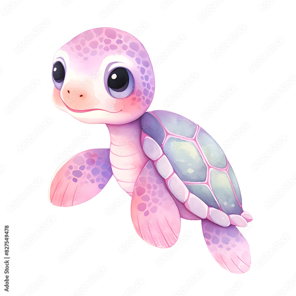 Pastel Sea Animal Watercolor Clipart, Cute Sea Turtle Illustration ...