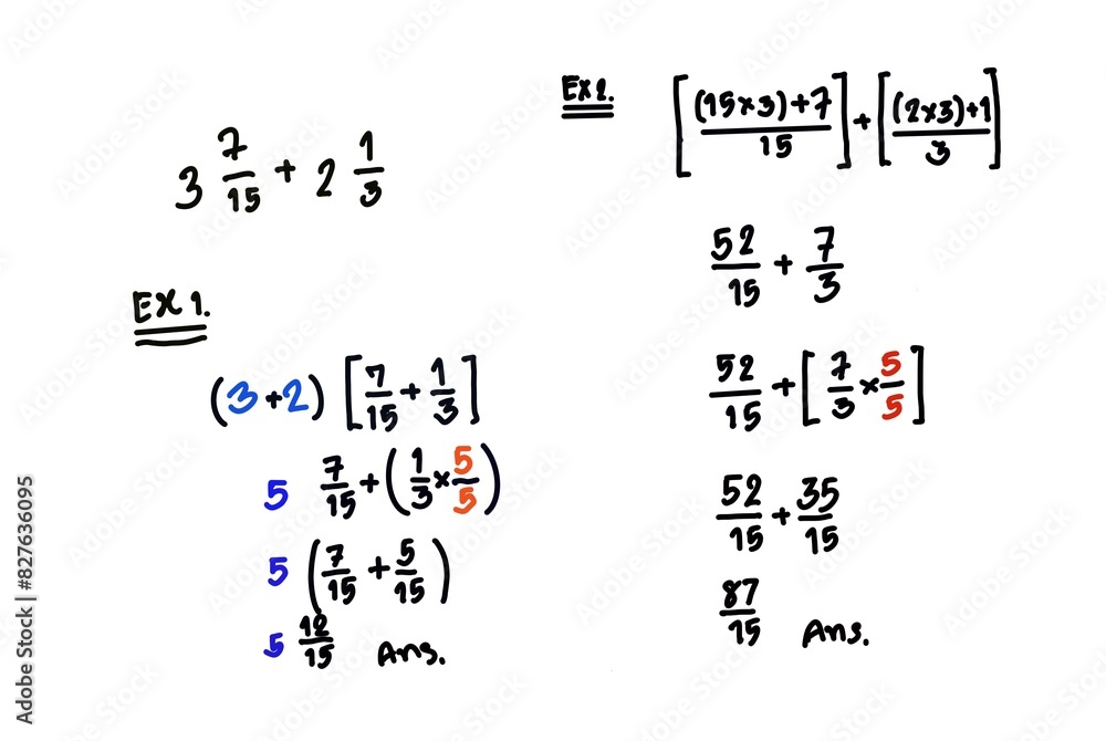Handwritten font of Mathematical calculation to demonstrate how to ...