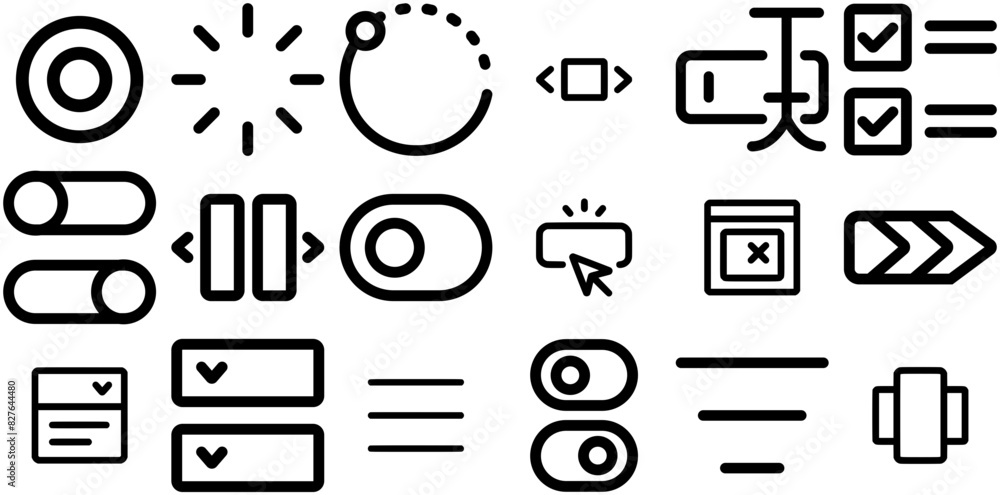 Set Of Linear Components Ui Isolated Silhouette Solid Icons With Input ... Set Of Linear Components Ui Isolated Silhouette Solid Icons With Input ...