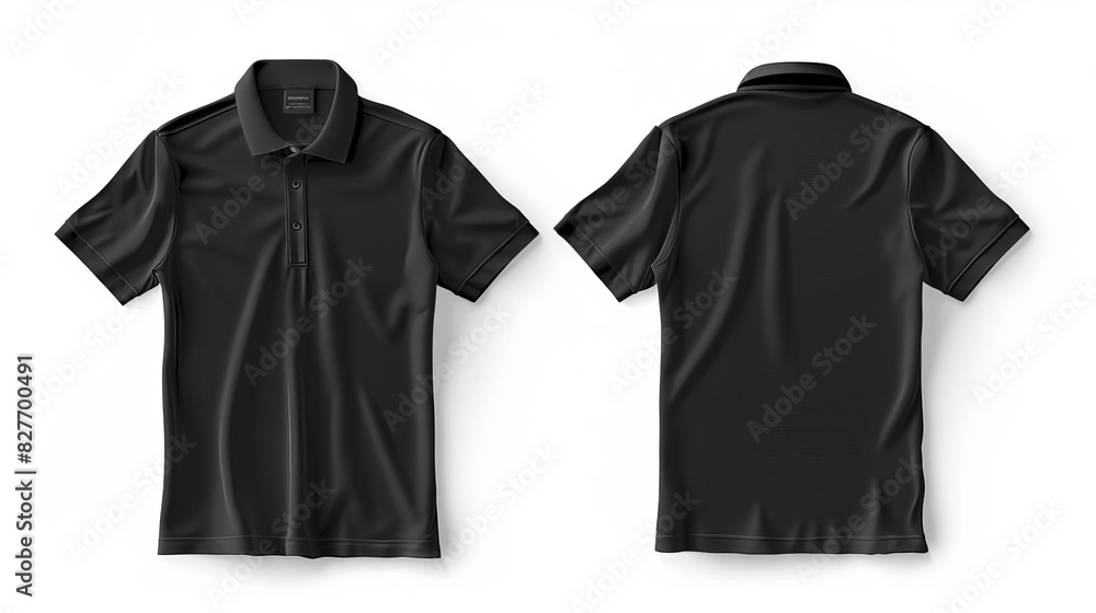black polo shirt mockup on white background front and back view ...
