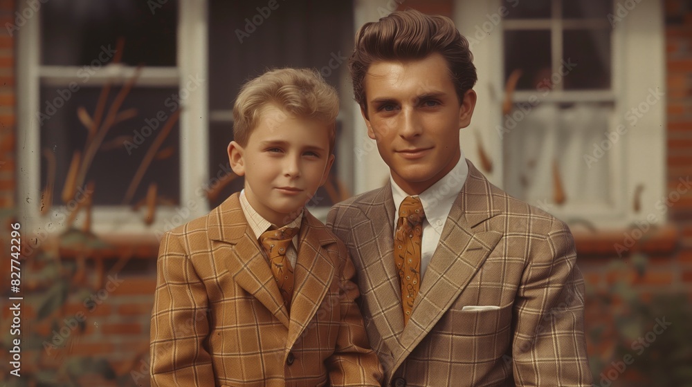 nostalgic photo of a father and son dressed in matching suits from the ...
