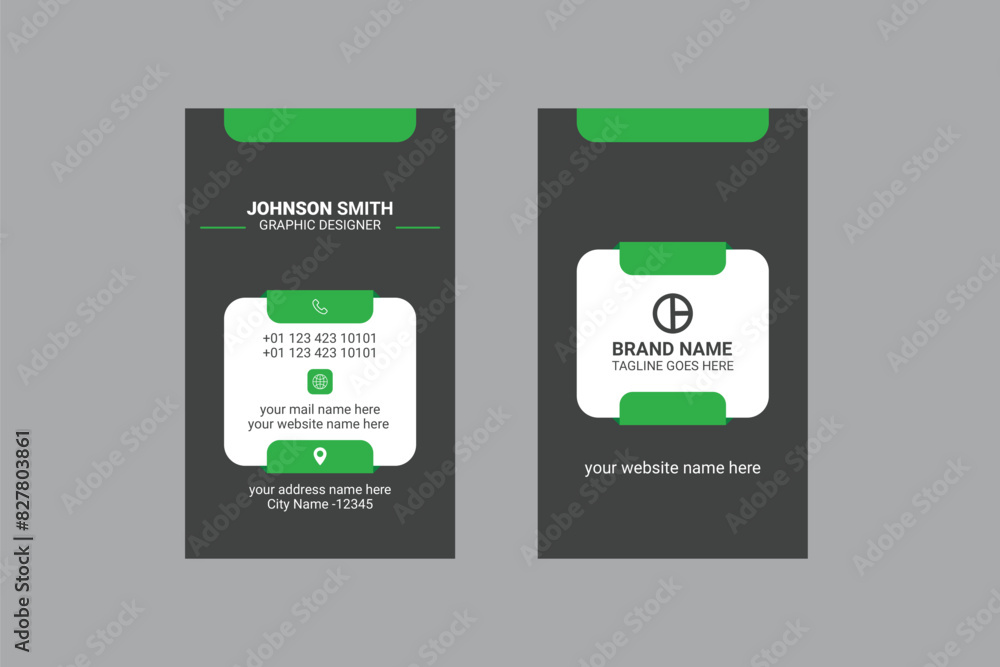 Double sided vertical organic business card design template and modern ...