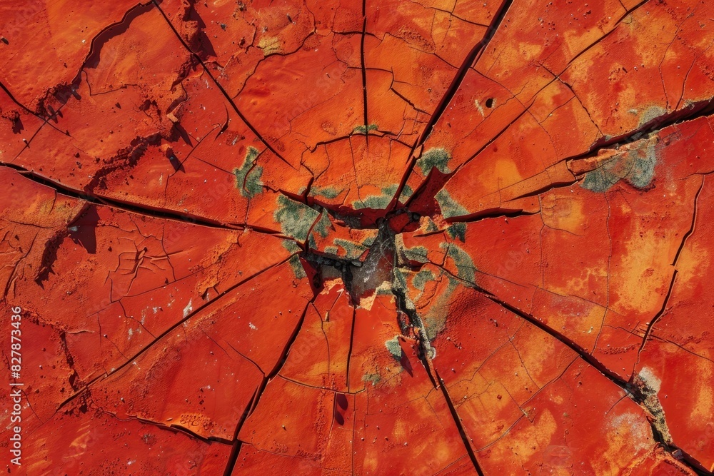 Aerial photograph of a vibrant ground surface showing a central ...