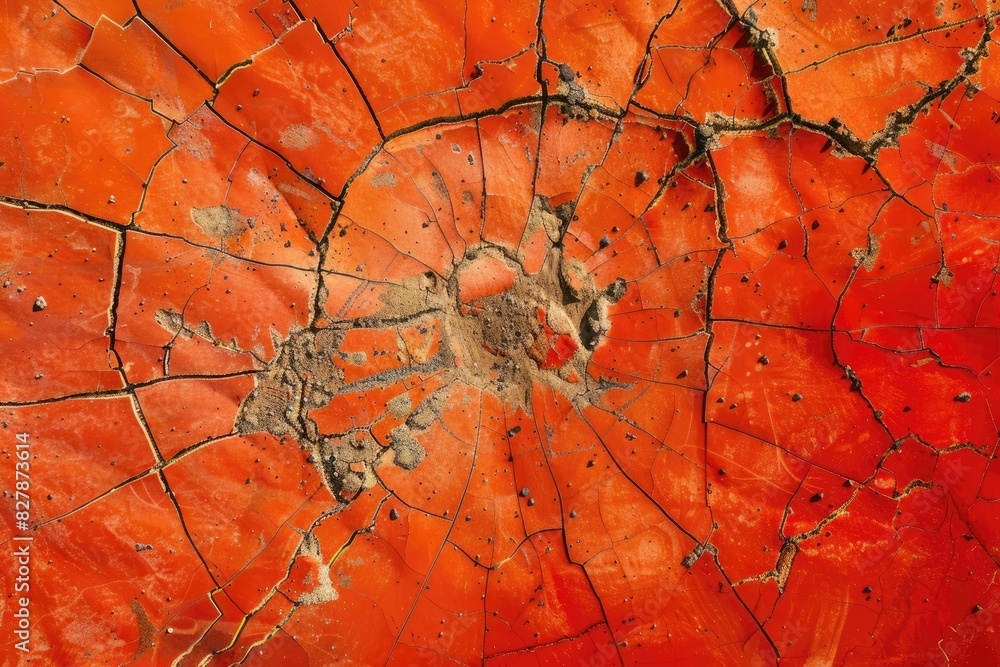 Aerial photograph of a vibrant ground surface showing a central ...