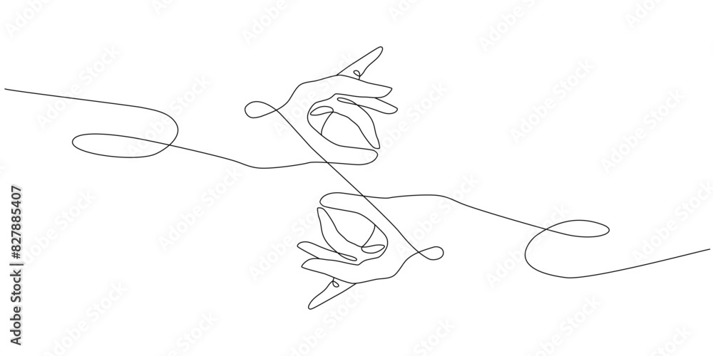 Vector one line art illustrations of buddha hands. Continuous line art ...