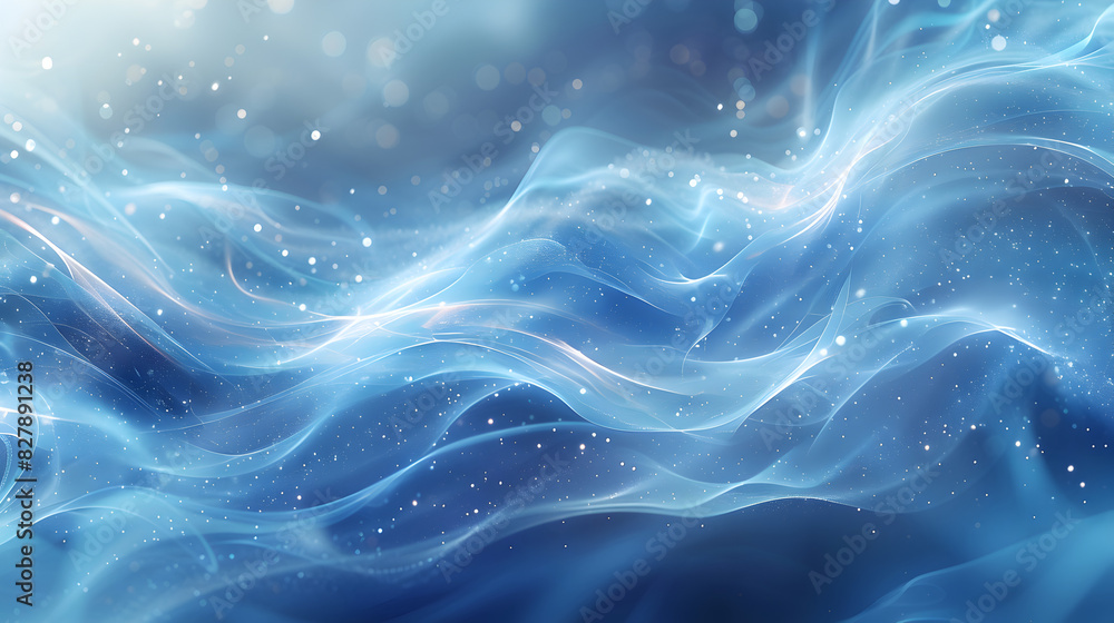 The blue neon wave line background exudes a dark, moody ambiance, with ...